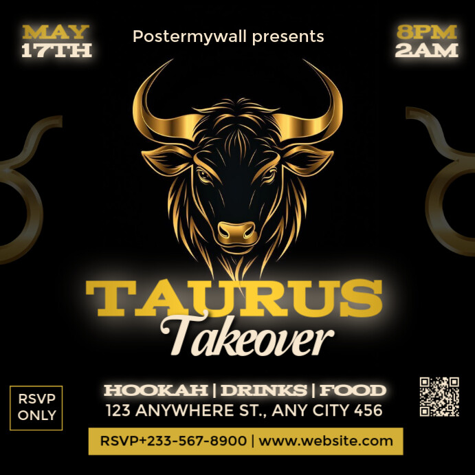 Modèle Black Maximalist Taurus Night Party Flyer Instagram Post ...