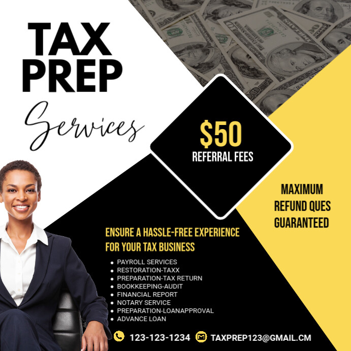 Black Maximalist Tax Prep Instagram Post Template | PosterMyWall