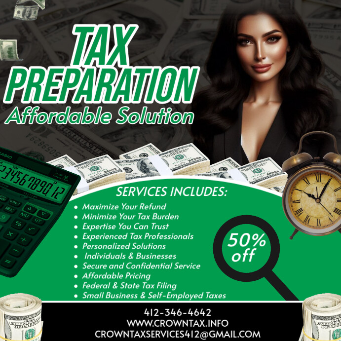 Black Maximalist Tax Preparation Instagram Post Template | PosterMyWall