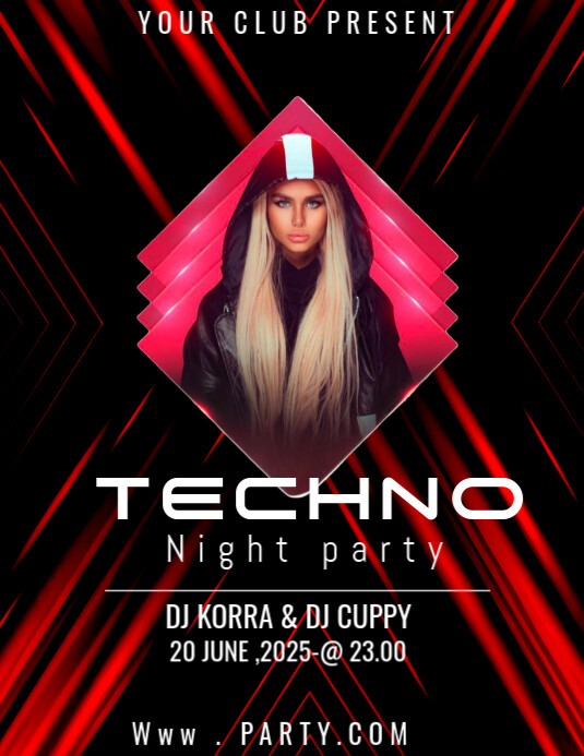 Black Maximalist Techno Party Night Flyer (us Letter) Template ...