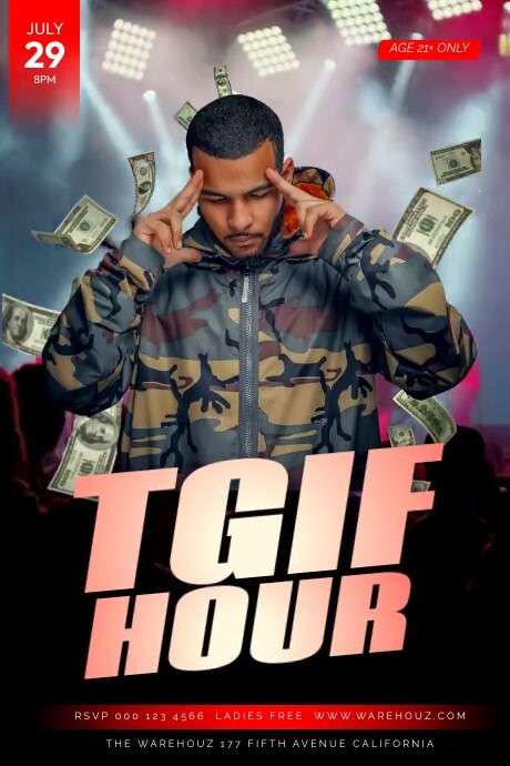 Black Maximalist Tgif Party Hour Poster Template | PosterMyWall