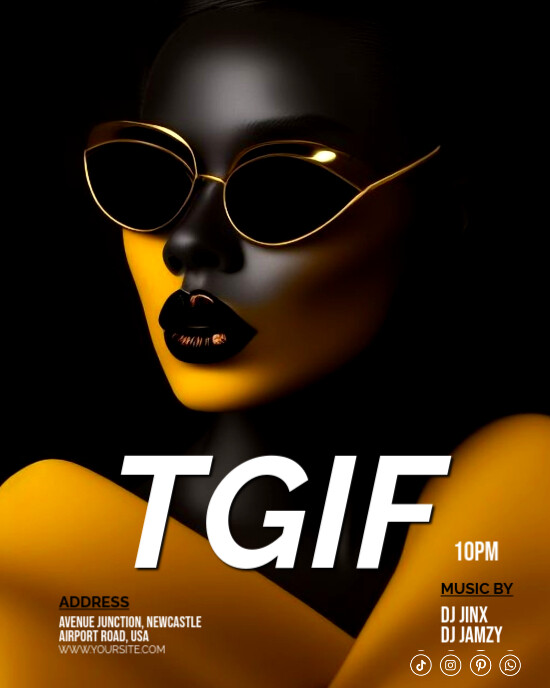 Black Maximalist Tgif Party Invitation Instagram Portrait Template ...