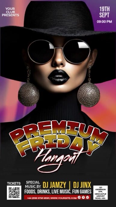 Black Maximalist Tgif Premium Friday Hangout Club Party Digital Display ...