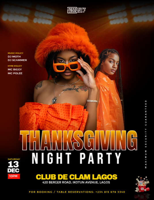 Black Maximalist Thanksgiving Club Flyer Flyer (us Letter) Template | PosterMyWall