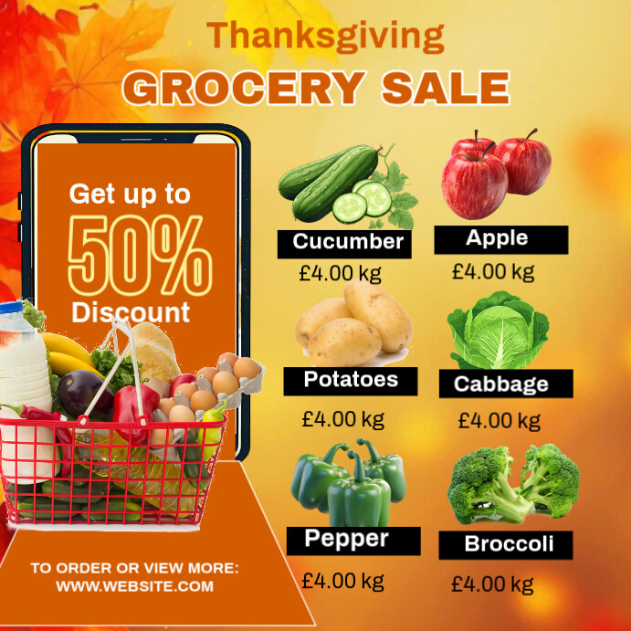 Copy of Black Maximalist Thanksgiving Grocery Sales Template Design ...