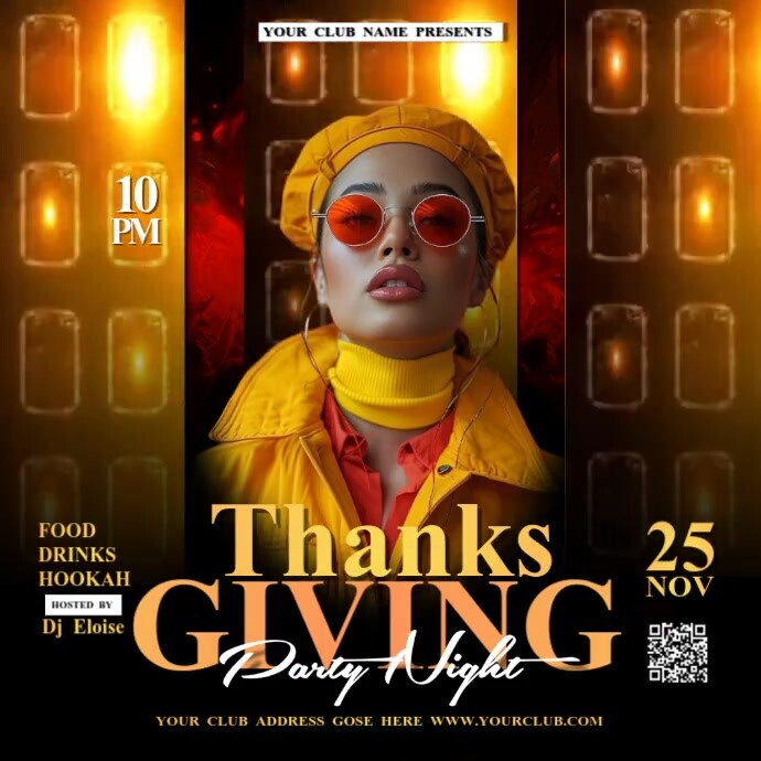 Plantilla de Black Maximalist Thanksgiving Party Flyer Instagram Post | PosterMyWall