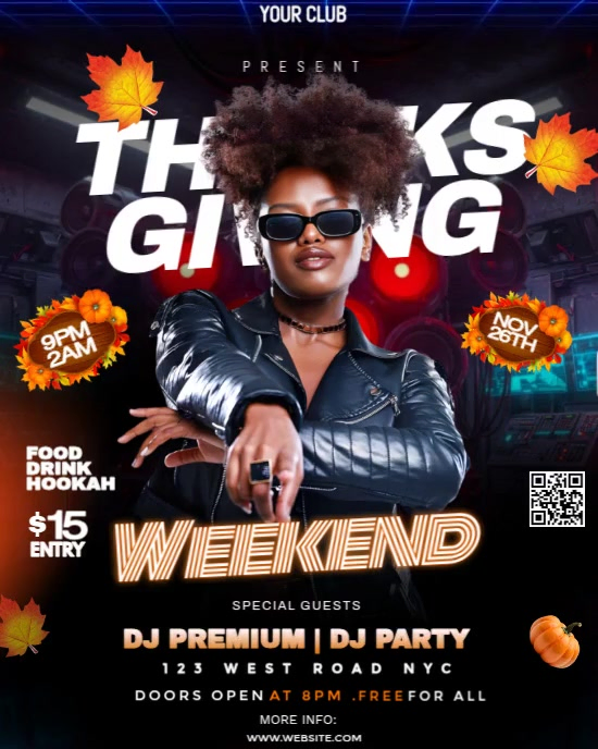 Modèle Black maximalist thanksgiving weekend night party template ...