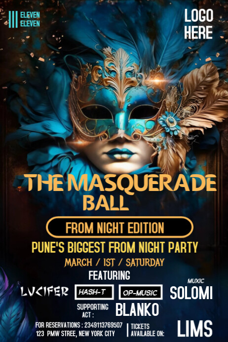 Copy of Black Maximalist The Masquerade Ball / Mardi Gras Masquerade ...