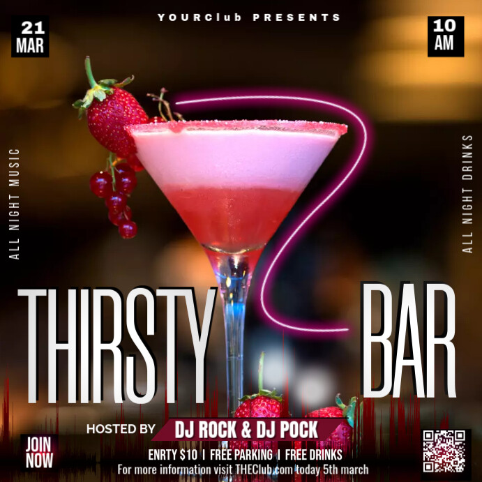 Black Maximalist Thirsty Bar Instagram Post Template | PosterMyWall