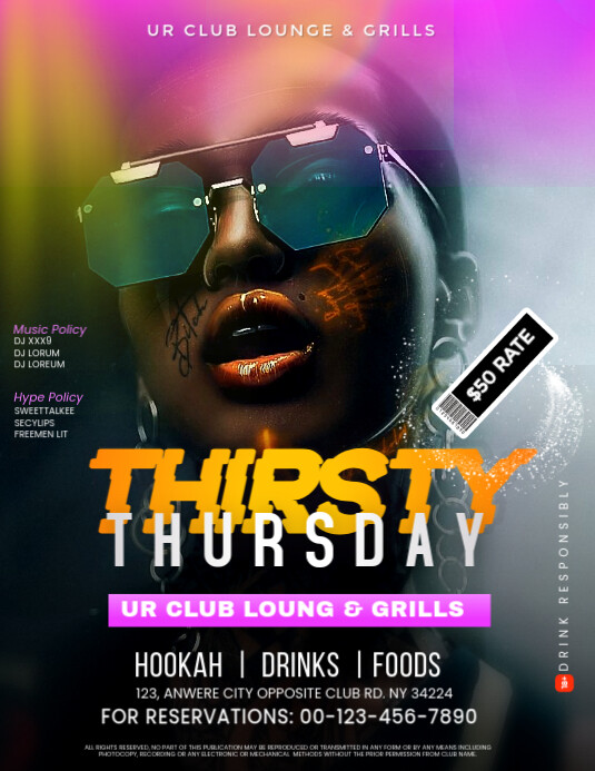Black Maximalist Thirsty Thursday Club Flyer Template Flyer (us Letter ...
