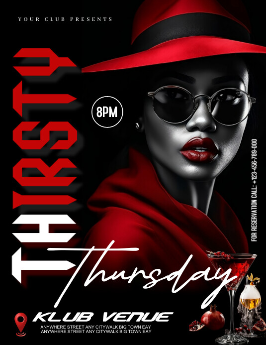 Plantilla de Black Maximalist Thirsty Thursday Flyer (us | PosterMyWall