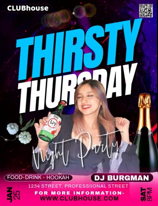 Black Maximalist Thirsty Thursday Flyer (us Letter) Template | PosterMyWall