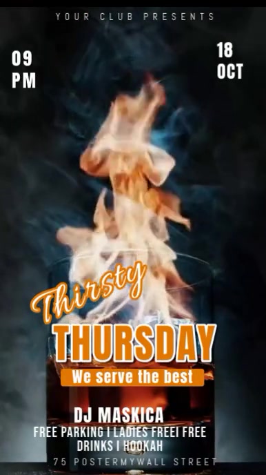 Black Maximalist Thirsty Thursday Flyer Instagram Story Template ...