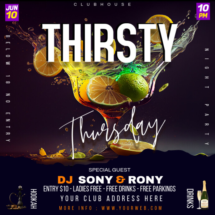 Plantilla de Black Maximalist Thirsty Thursday Night Party Instagram Post | PosterMyWall