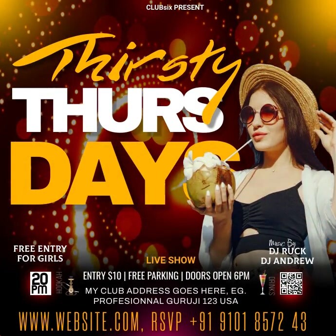 Plantilla de Black Maximalist Thirsty Thursday Night Party | PosterMyWall