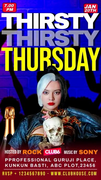 Plantilla de Black Maximalist Thirsty Thursday Night Party | PosterMyWall