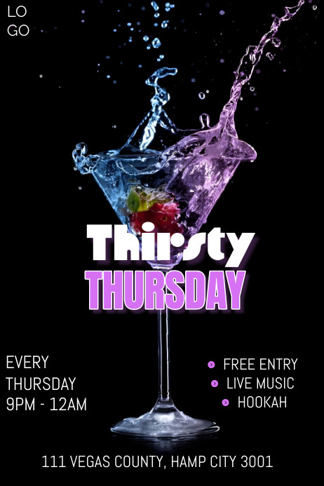 Plantilla de Black Maximalist Thirsty Thursday Poster | PosterMyWall