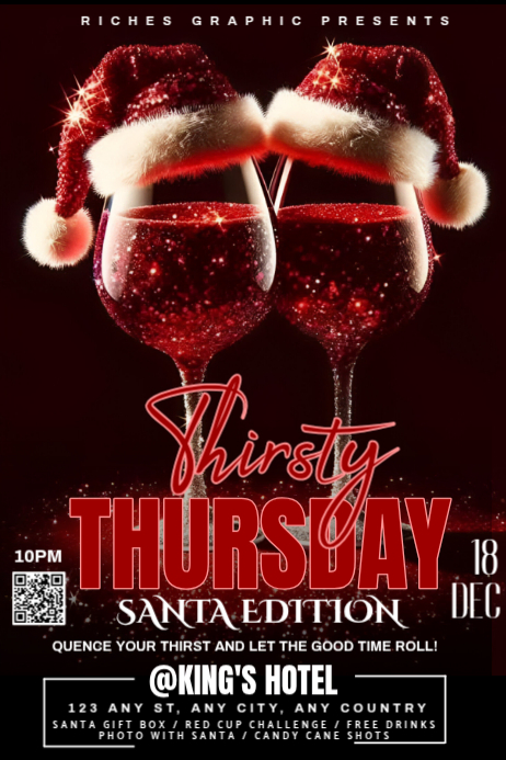 Copy of Black Maximalist Thirsty Thursday Santa Edition Poster ...