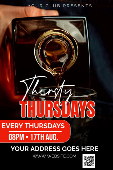 Black Maximalist Thirsty Thursdays Poster Template | PosterMyWall
