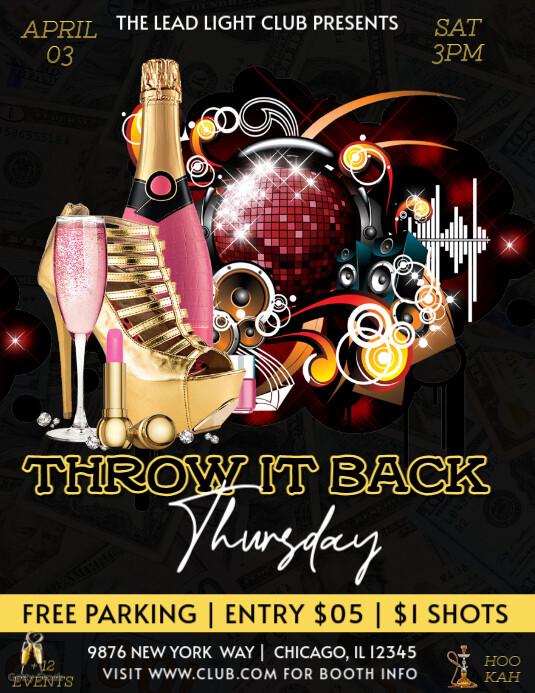 Black Maximalist Throw Back Thursday Flyer (us Letter) Template ...