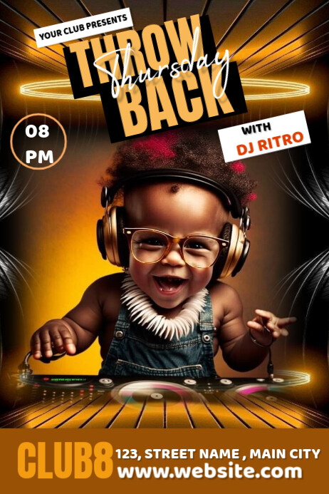 Black Maximalist Throw Back Thursday Poster Template | PosterMyWall