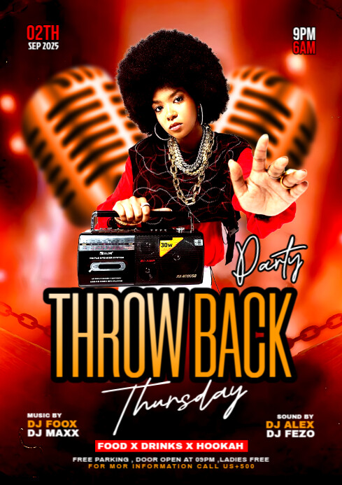 Black Maximalist Throwback Party Flyer A4 Template | PosterMyWall