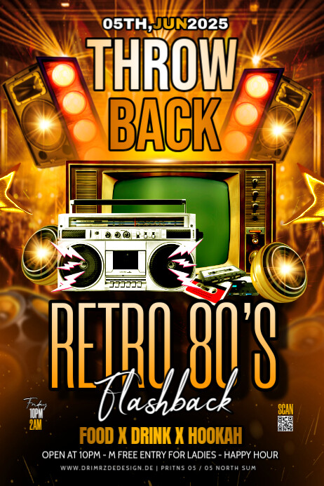 Black Maximalist Throwback Party Flyer Poster Template | PosterMyWall