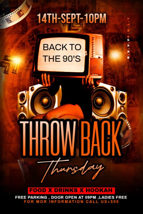 Plantilla de Black Maximalist Throwback Party Flyer Poster | PosterMyWall