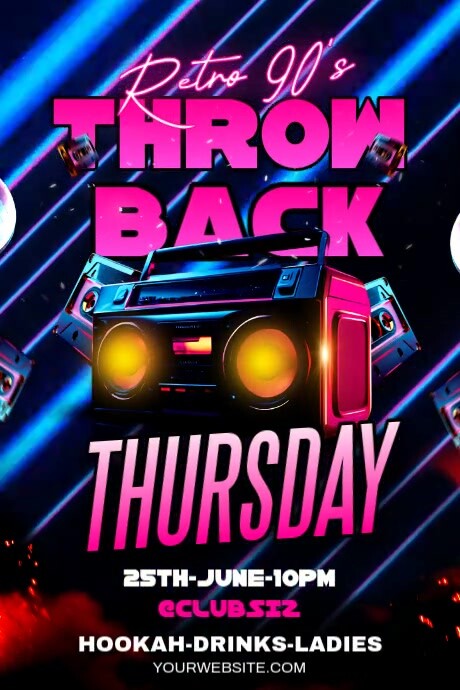 Black Maximalist Throwback Party Poster Template | PosterMyWall