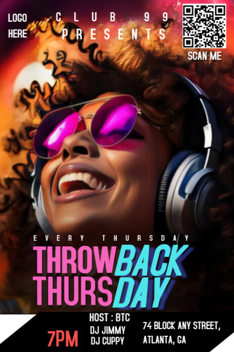 Black Maximalist Throwback Thursday Flyer Poster Template | PosterMyWall