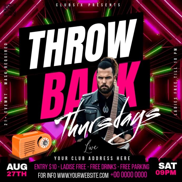 Black Maximalist Throwback Thursday Instagram Post Template | PosterMyWall