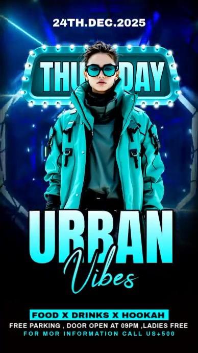 Black Maximalist Thursday Ladies Party Digital Display (9:16) Template ...