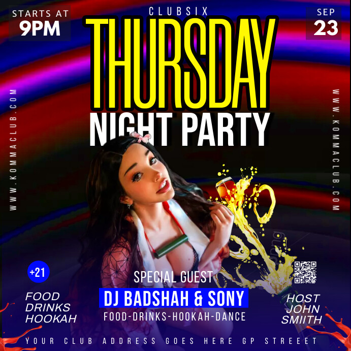Modèle Black Maximalist Thursday Night Party Ads Ins | PosterMyWall