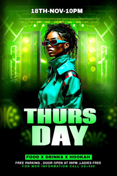 Black Maximalist Thursday Night Party Banner 4' × 6' Template ...