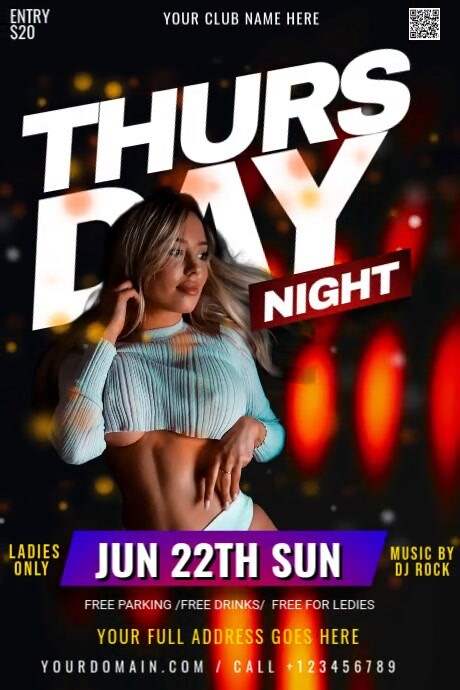 Plantilla de Black Maximalist Thursday Night Party Poster | PosterMyWall