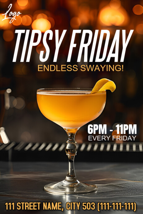 Black Maximalist Tipsy Friday Poster Template | PosterMyWall