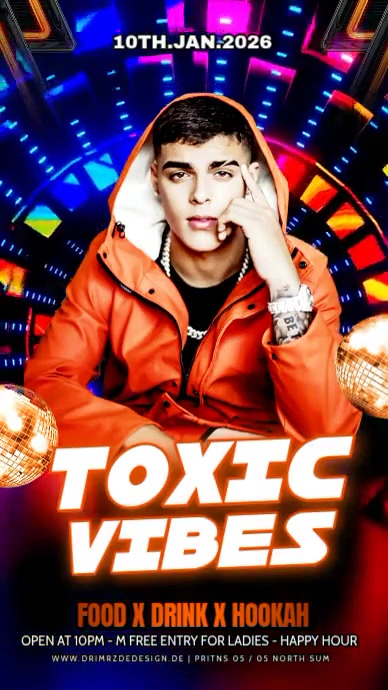 Black Maximalist Toxic Vibes Party Instagram Story Template | PosterMyWall