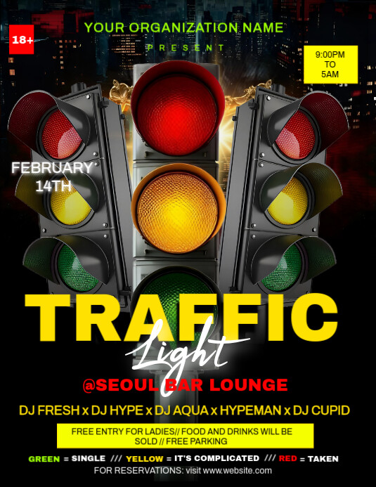 Copy of Black Maximalist Traffic Light Party Flyer (us Letter ...