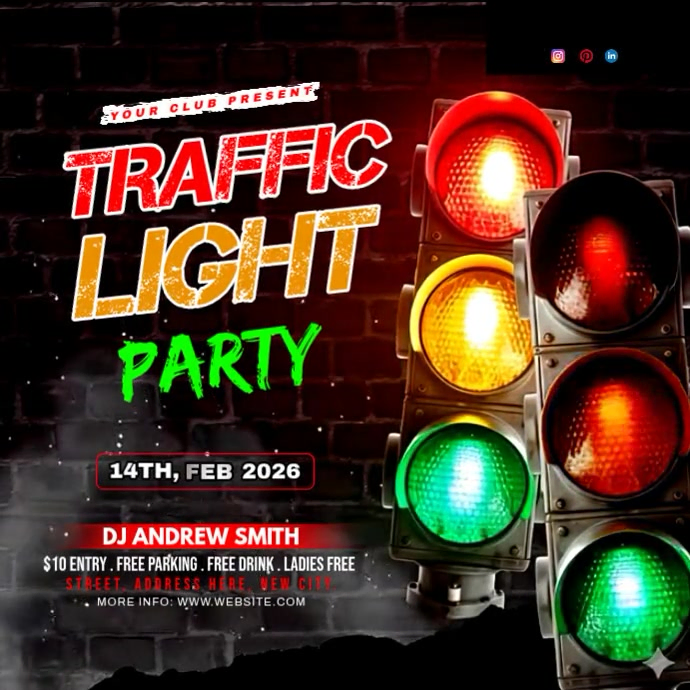 Copy of Black Maximalist Traffic Light Party Instagram Post | PosterMyWall