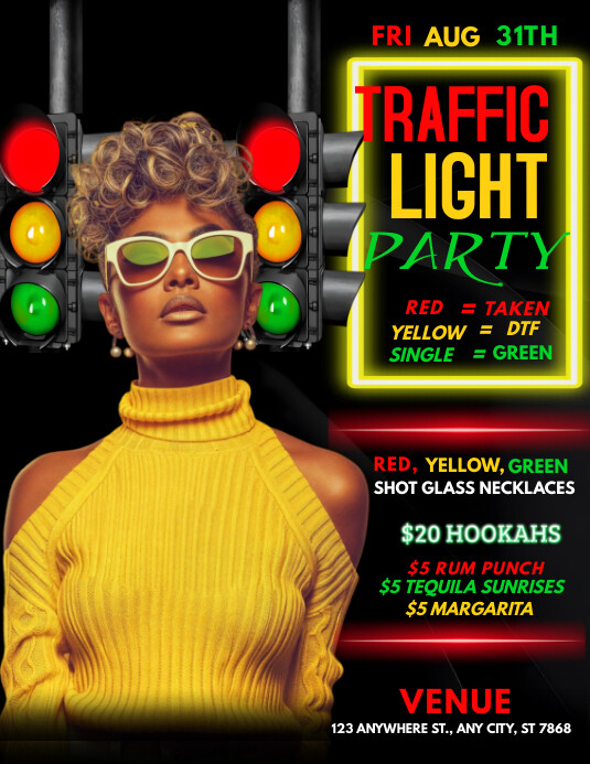 Black Maximalist Traffic Light Party Invitati Template | PosterMyWall
