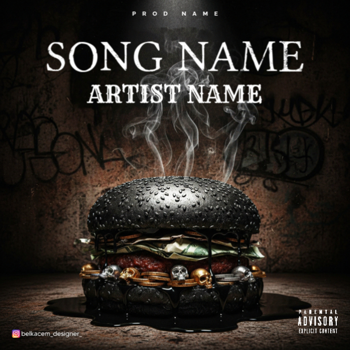 Black Maximalist Trap Burger Album Cover Template | PosterMyWall