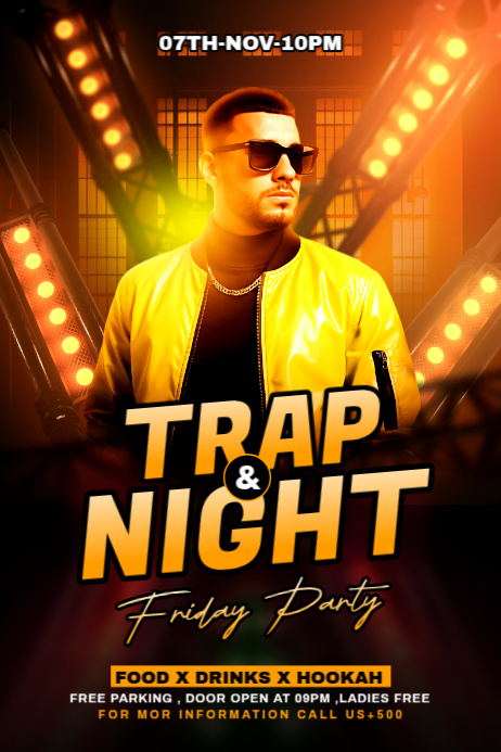 Black Maximalist Trap Night Party Banner 4' × 6' Template | PosterMyWall