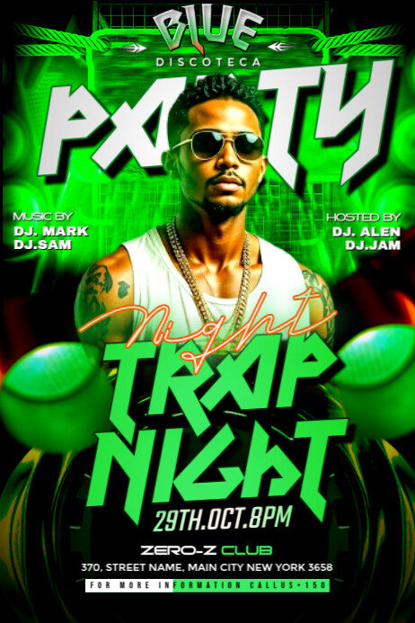 Black Maximalist Trap Night Party Banner 4' × 6' Template | PosterMyWall