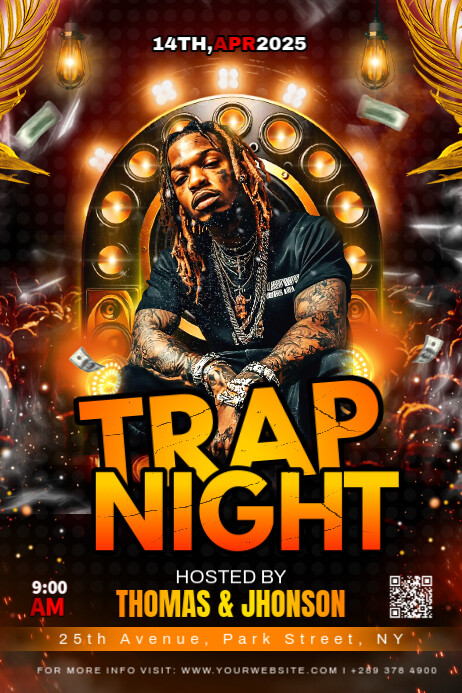 Black Maximalist Trap Night Party Banner 4' × 6' Template | PosterMyWall