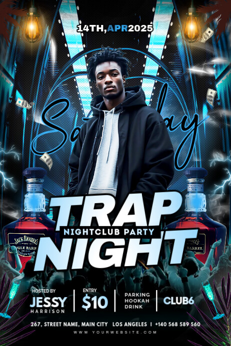 Black Maximalist Trap Night Party Poster Template | PosterMyWall