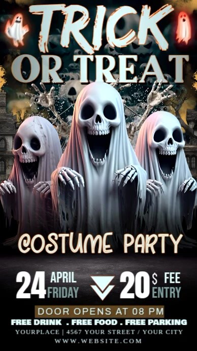 Black Maximalist Trick Or Treat Digital Display (9:16) Template ...