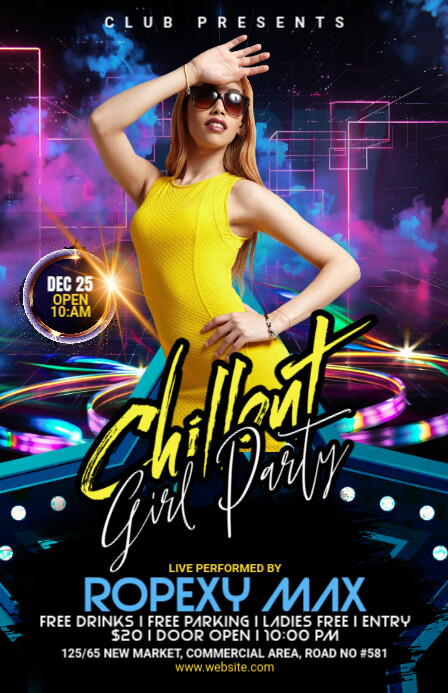 Black Maximalist Tropical Party Tabloid Tabloid Template | PosterMyWall