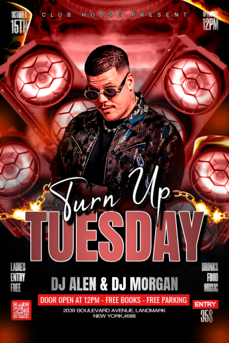 Black Maximalist Tuesday Turn Up Poster Template | PosterMyWall