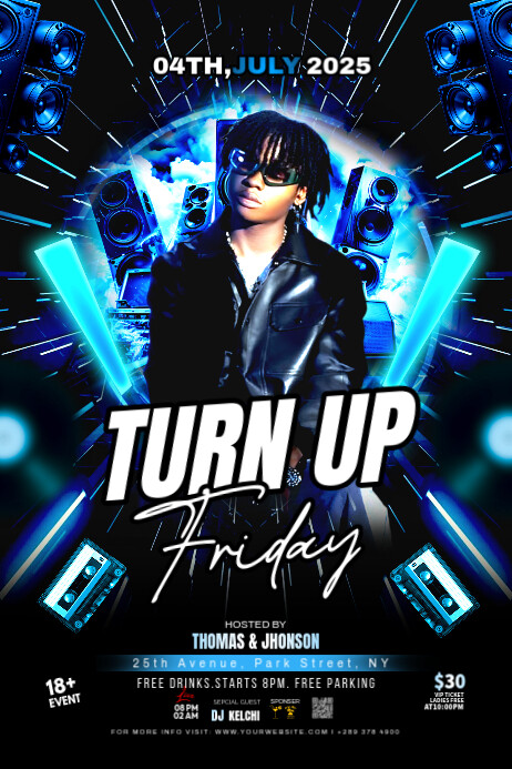 Black Maximalist Turnup Party Banner 4' × 6' Template | PosterMyWall