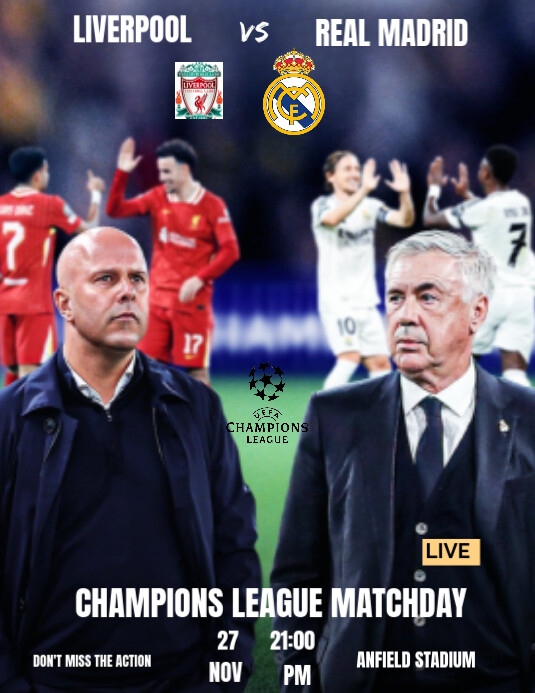 Copy of Black Maximalist Ucl Liverpool Vs Real Madrid Flyer (us Letter ...